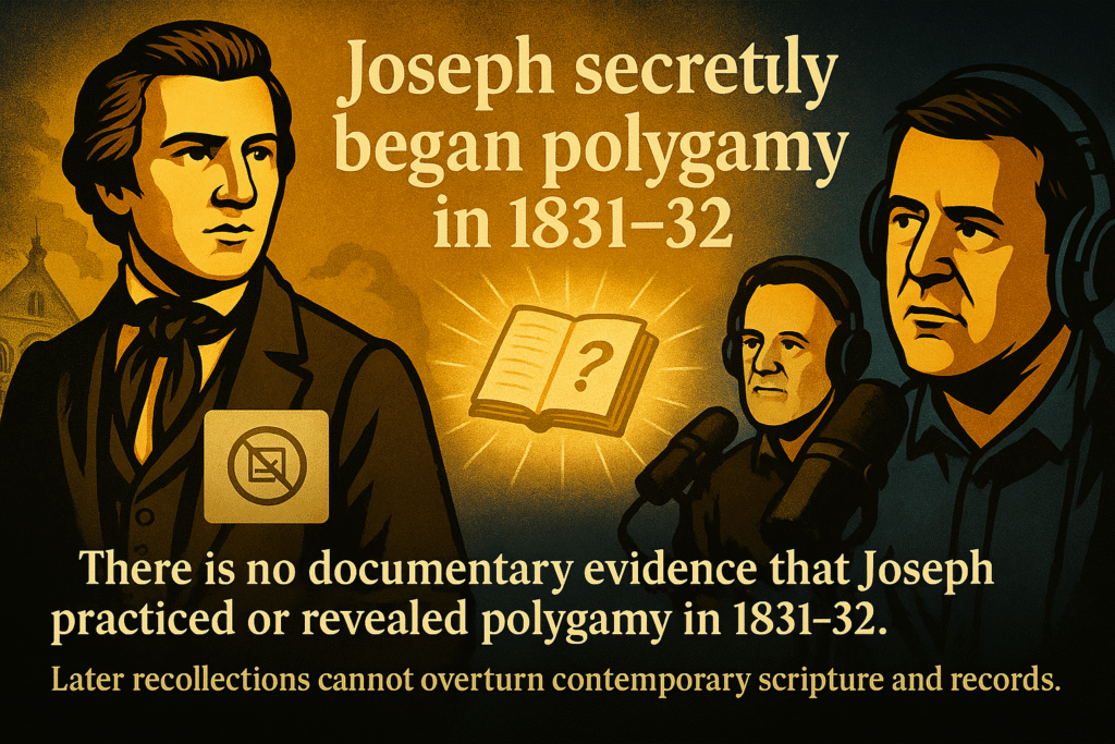 Joseph Smith Secretly Began Polygamy in 1831–32.” John Dehlin & John ...